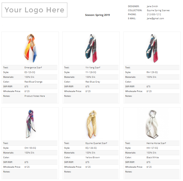 Wholesale Line Sheet Template StartUp FASHION